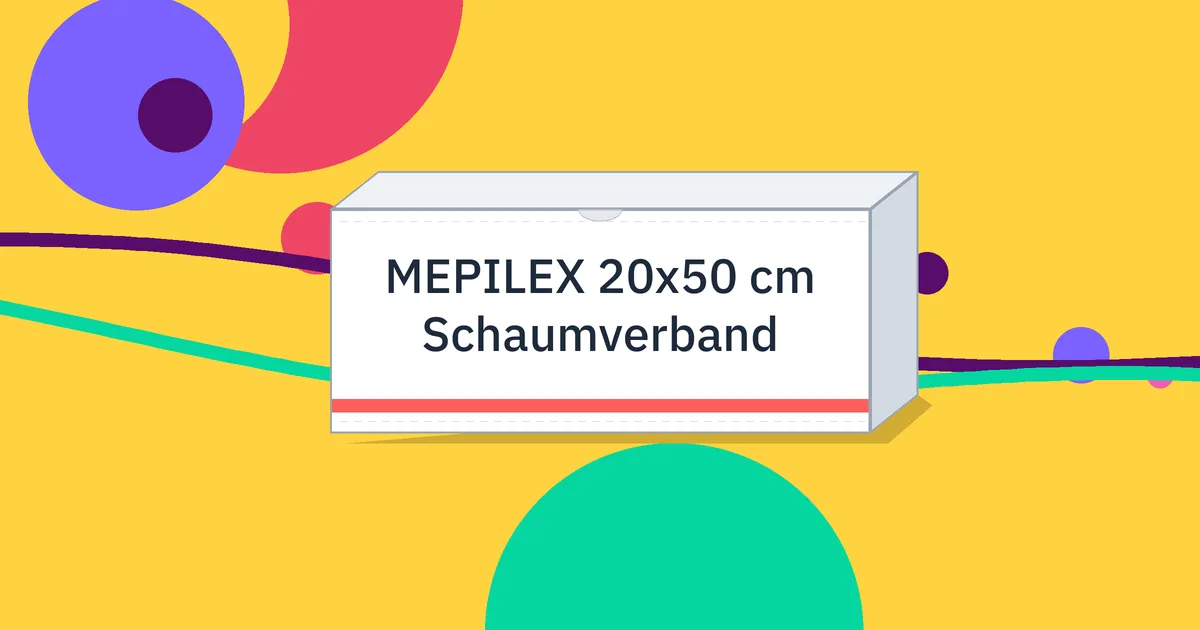 Symbolbild: Packung mit der Aufschrift MEPILEX 20x50 cm Schaumverband (PZN 11147999) – Verfügbarkeit und Bezug in Apotheken in Frankfurt am Main