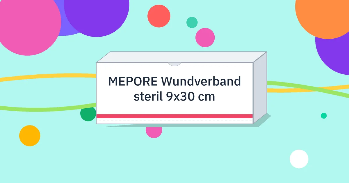 Symbolbild: Packung mit der Aufschrift MEPORE Wundverband steril 9x30 cm (PZN 03137455) – Verfügbarkeit und Bezug in Apotheken in Frankfurt am Main