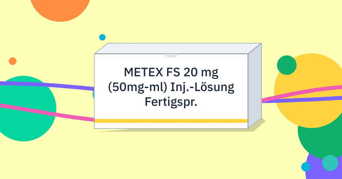Symbolbild: Packung mit der Aufschrift METEX FS 20 mg (50mg-ml) Inj.-Lösung Fertigspr. (PZN 19066013) – Verfügbarkeit und Bezug in Apotheken in Frankfurt am Main