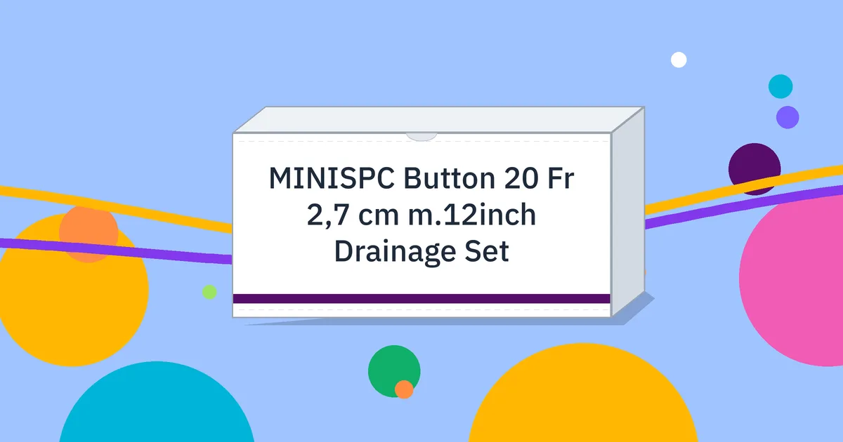 Symbolbild: Packung mit der Aufschrift MINISPC Button 20 Fr 2,7 cm m.12inch Drainage Set (PZN 20821236) – Verfügbarkeit und Bezug in Apotheken in Frankfurt am Main