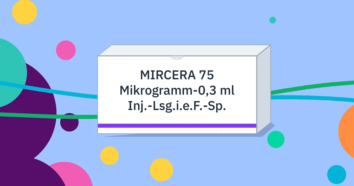 Symbolbild: Packung mit der Aufschrift MIRCERA 75 Mikrogramm-0,3 ml Inj.-Lsg.i.e.F.-Sp. (PZN 14032529) – Verfügbarkeit und Bezug in Apotheken in Frankfurt am Main