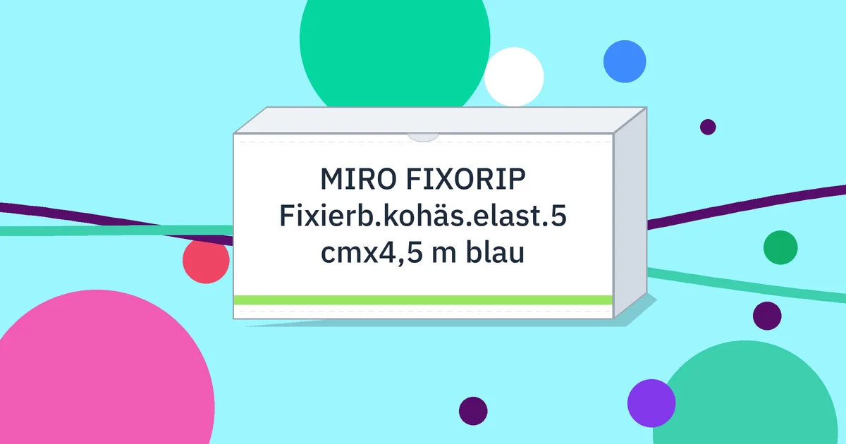 Symbolbild: Packung mit der Aufschrift MIRO FIXORIP Fixierb.kohäs.elast.5 cmx4,5 m blau (PZN 16796053) – Verfügbarkeit und Bezug in Apotheken in Frankfurt am Main