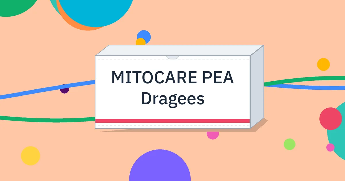 Symbolbild: Packung mit der Aufschrift MITOCARE PEA Dragees (PZN 20006134) – Verfügbarkeit und Bezug in Apotheken in Frankfurt am Main