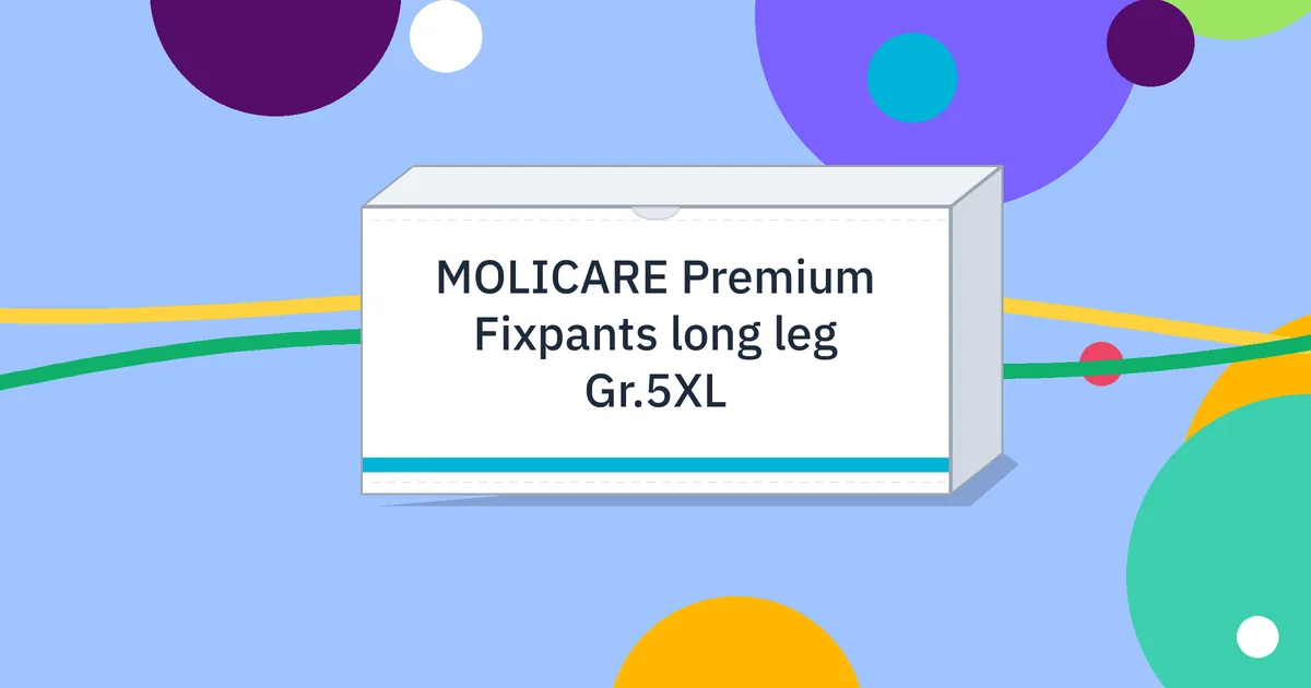 Symbolbild: Packung mit der Aufschrift MOLICARE Premium Fixpants long leg Gr.5XL (PZN 17249784) – Verfügbarkeit und Bezug in Apotheken in Frankfurt am Main