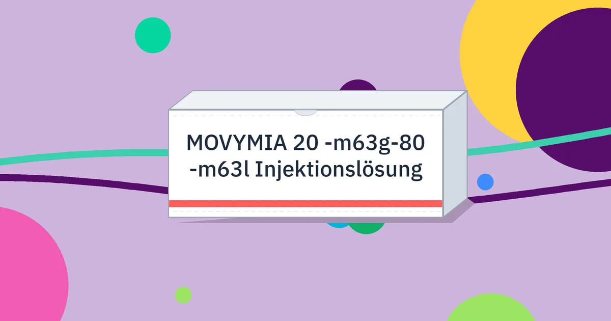 Symbolbild: Packung mit der Aufschrift MOVYMIA 20 -m63g-80 -m63l Injektionslösung (PZN 19513593) – Verfügbarkeit und Bezug in Apotheken in Frankfurt am Main
