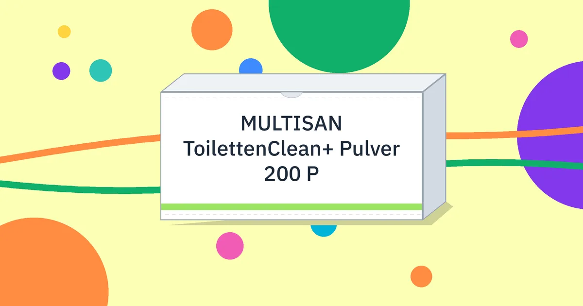 Symbolbild: Packung mit der Aufschrift MULTISAN ToilettenClean+ Pulver 200 P (PZN 15397173) – Verfügbarkeit und Bezug in Apotheken in Frankfurt am Main