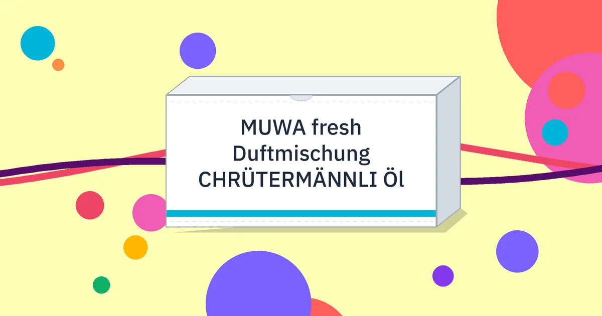 Symbolbild: Packung mit der Aufschrift MUWA fresh Duftmischung CHRÜTERMÄNNLI Öl (PZN 07198034) – Verfügbarkeit und Bezug in Apotheken in Frankfurt am Main
