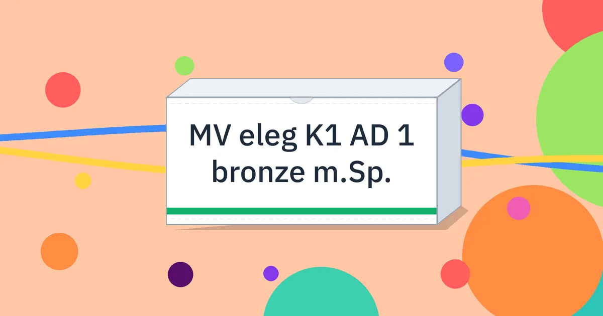 Symbolbild: Packung mit der Aufschrift MV eleg K1 AD 1 bronze m.Sp. (PZN 14704940) – Verfügbarkeit und Bezug in Apotheken in Frankfurt am Main