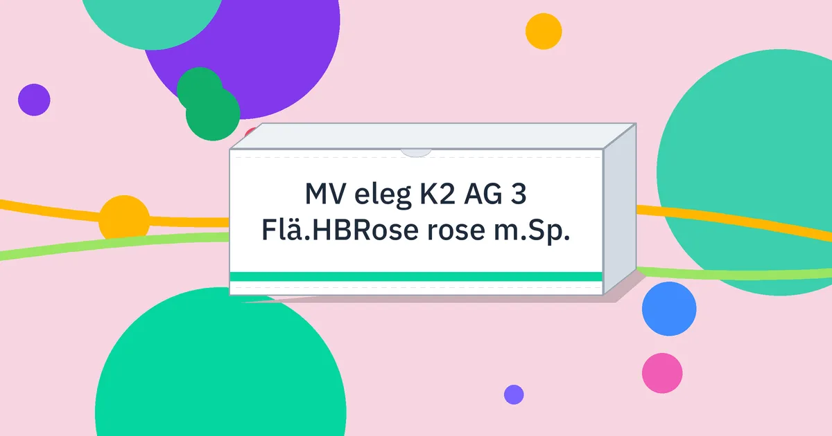 Symbolbild: Packung mit der Aufschrift MV eleg K2 AG 3 Flä.HBRose rose m.Sp. (PZN 15717985) – Verfügbarkeit und Bezug in Apotheken in Frankfurt am Main