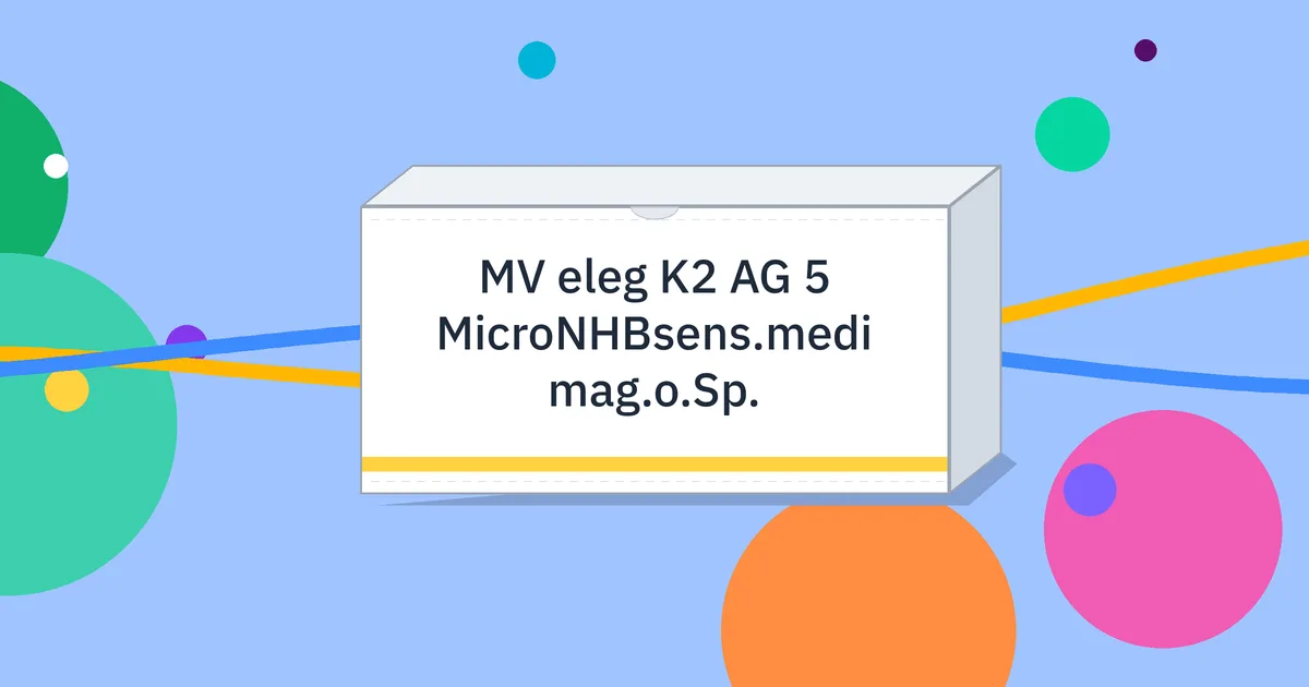 Symbolbild: Packung mit der Aufschrift MV eleg K2 AG 5 MicroNHBsens.medi mag.o.Sp. (PZN 15723916) – Verfügbarkeit und Bezug in Apotheken in Frankfurt am Main