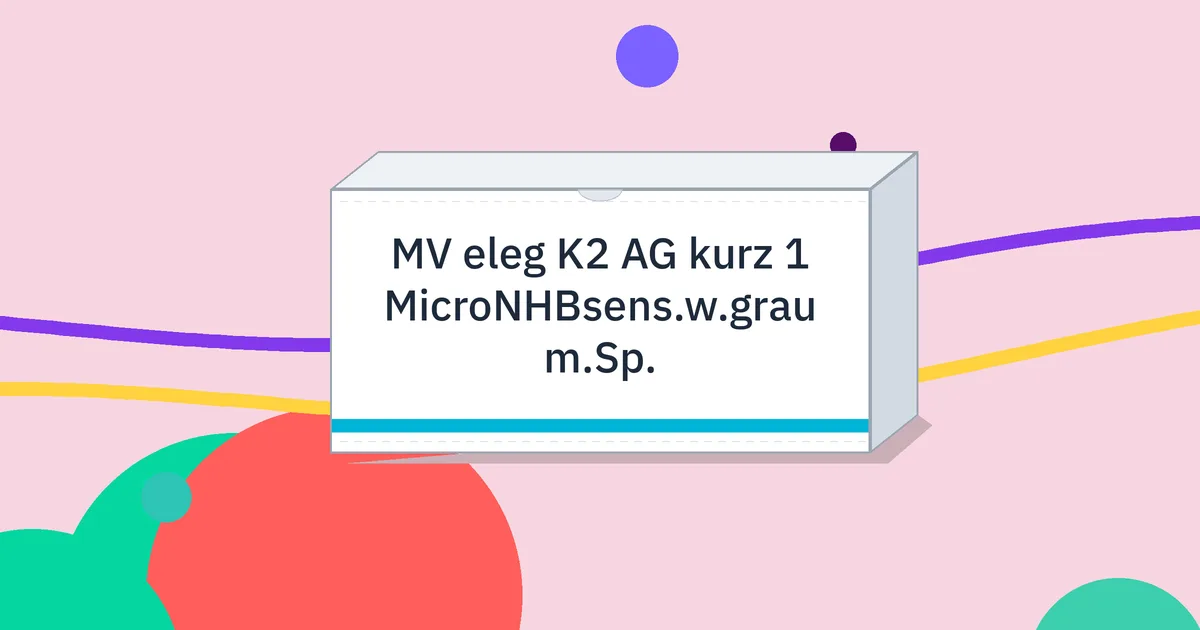 Symbolbild: Packung mit der Aufschrift MV eleg K2 AG kurz 1 MicroNHBsens.w.grau m.Sp. (PZN 18927329) – Verfügbarkeit und Bezug in Apotheken in Frankfurt am Main