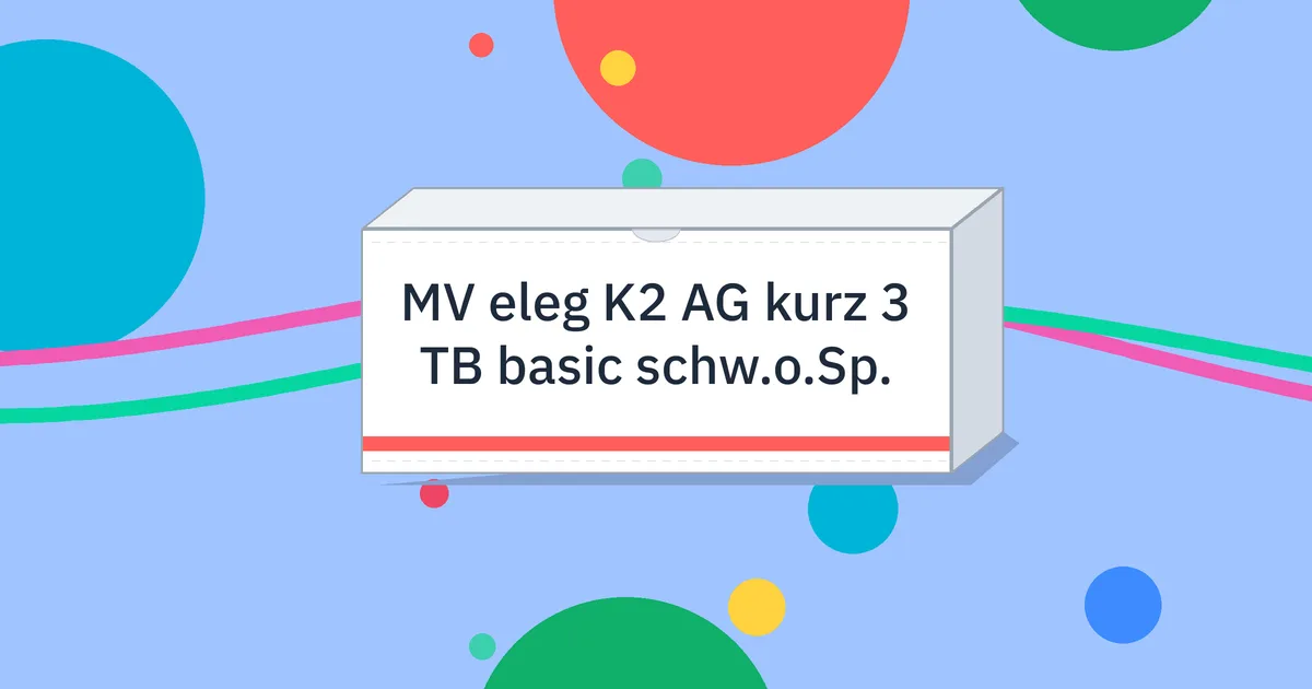 Symbolbild: Packung mit der Aufschrift MV eleg K2 AG kurz 3 TB basic schw.o.Sp. (PZN 00199504) – Verfügbarkeit und Bezug in Apotheken in Frankfurt am Main