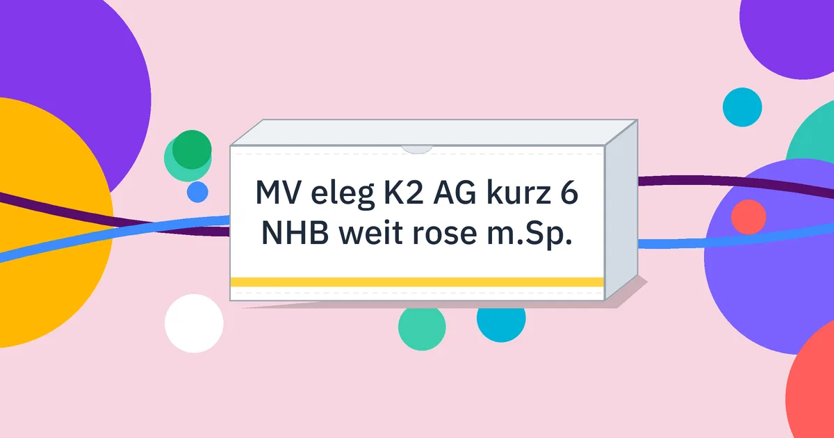 Symbolbild: Packung mit der Aufschrift MV eleg K2 AG kurz 6 NHB weit rose m.Sp. (PZN 15714478) – Verfügbarkeit und Bezug in Apotheken in Frankfurt am Main