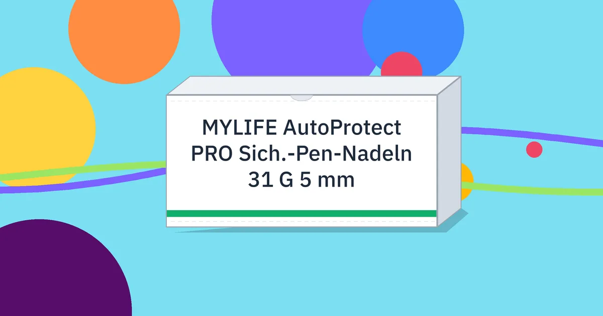 Symbolbild: Packung mit der Aufschrift MYLIFE AutoProtect PRO Sich.-Pen-Nadeln 31 G 5 mm (PZN 19348869) – Verfügbarkeit und Bezug in Apotheken in Frankfurt am Main