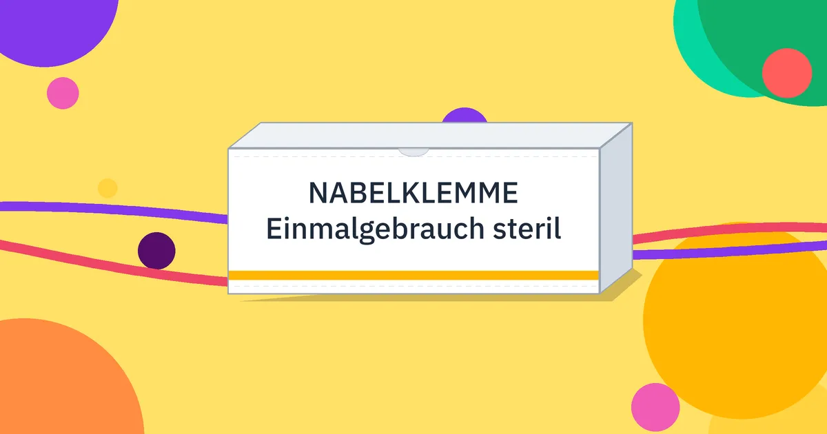 Symbolbild: Packung mit der Aufschrift NABELKLEMME Einmalgebrauch steril (PZN 02442498) – Verfügbarkeit und Bezug in Apotheken in Frankfurt am Main