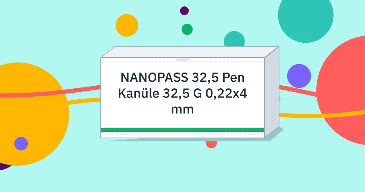 Symbolbild: Packung mit der Aufschrift NANOPASS 32,5 Pen Kanüle 32,5 G 0,22x4 mm (PZN 10187502) – Verfügbarkeit und Bezug in Apotheken in Frankfurt am Main