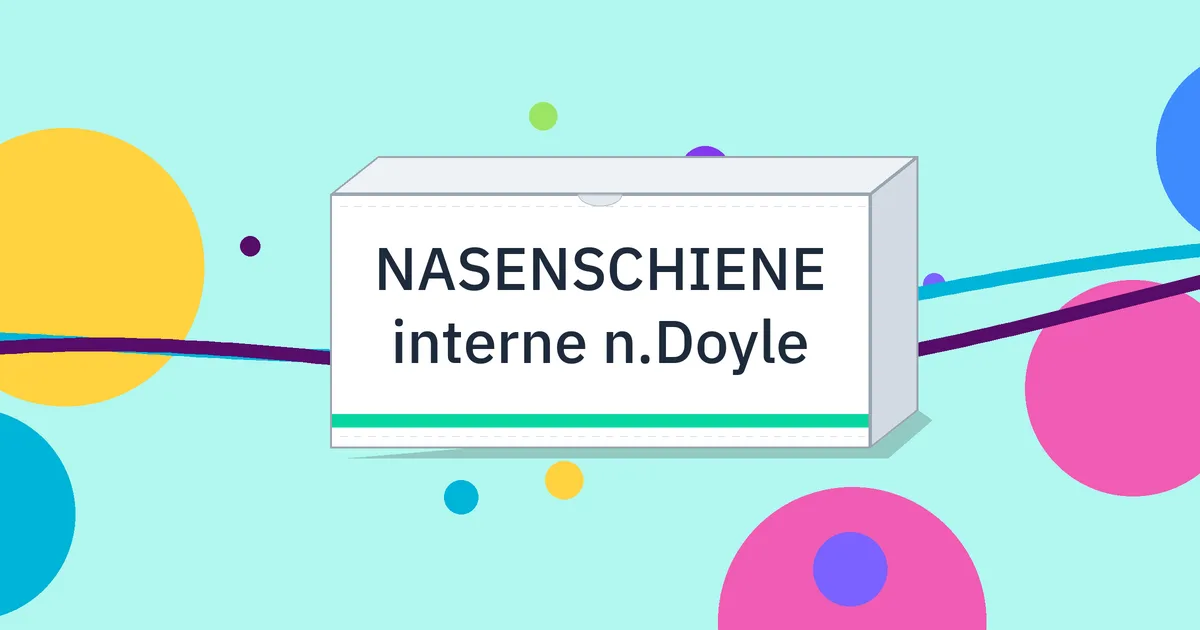 Symbolbild: Packung mit der Aufschrift NASENSCHIENE interne n.Doyle (PZN 01002610) – Verfügbarkeit und Bezug in Apotheken in Frankfurt am Main