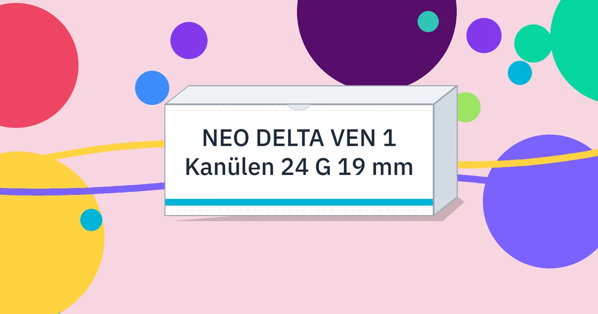 Symbolbild: Packung mit der Aufschrift NEO DELTA VEN 1 Kanülen 24 G 19 mm (PZN 07758071) – Verfügbarkeit und Bezug in Apotheken in Frankfurt am Main
