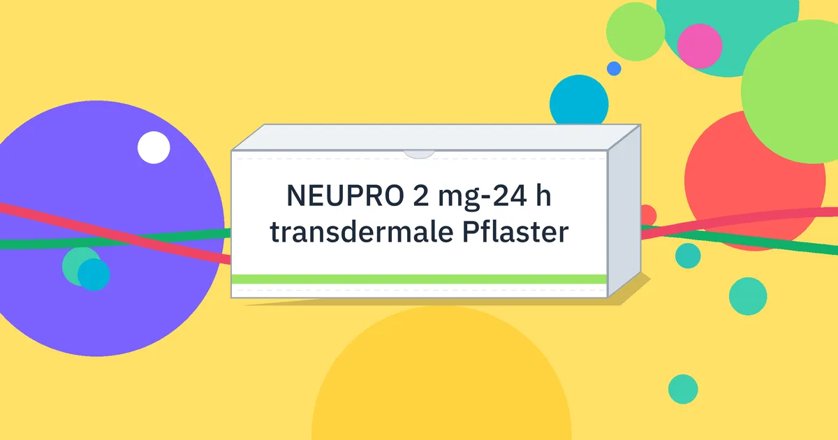 Symbolbild: Packung mit der Aufschrift NEUPRO 2 mg-24 h transdermale Pflaster (PZN 17545465) – Verfügbarkeit und Bezug in Apotheken in Frankfurt am Main