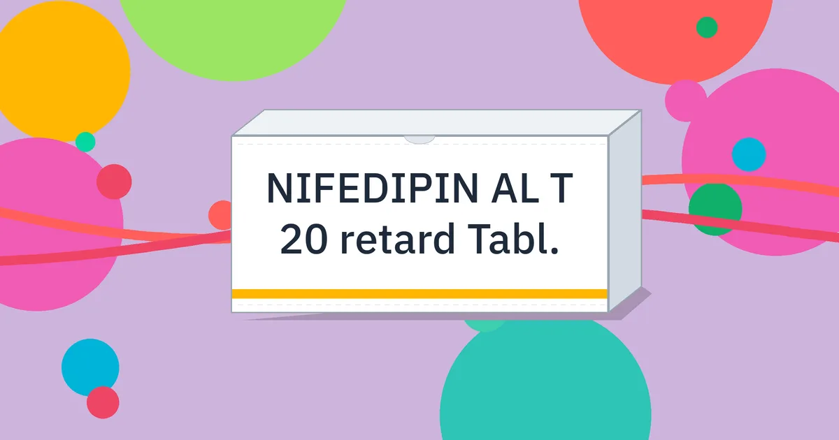 Symbolbild: Packung mit der Aufschrift NIFEDIPIN AL T 20 retard Tabl. (PZN 08715477) – Verfügbarkeit und Bezug in Apotheken in Frankfurt am Main