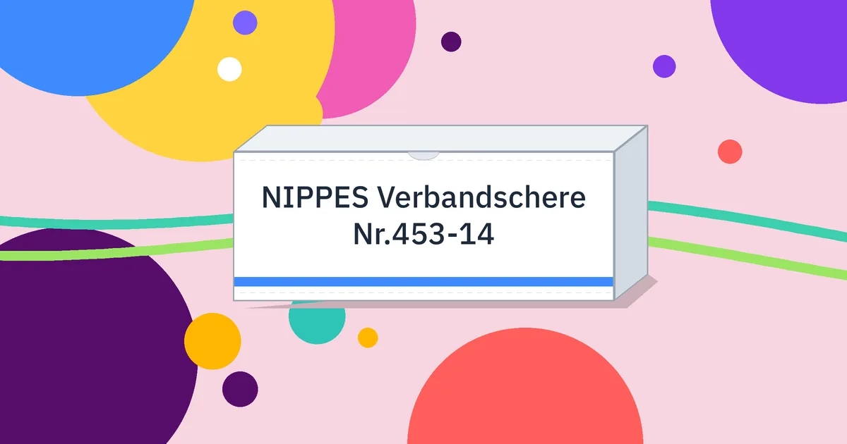 Symbolbild: Packung mit der Aufschrift NIPPES Verbandschere Nr.453-14 (PZN 08747980) – Verfügbarkeit und Bezug in Apotheken in Frankfurt am Main
