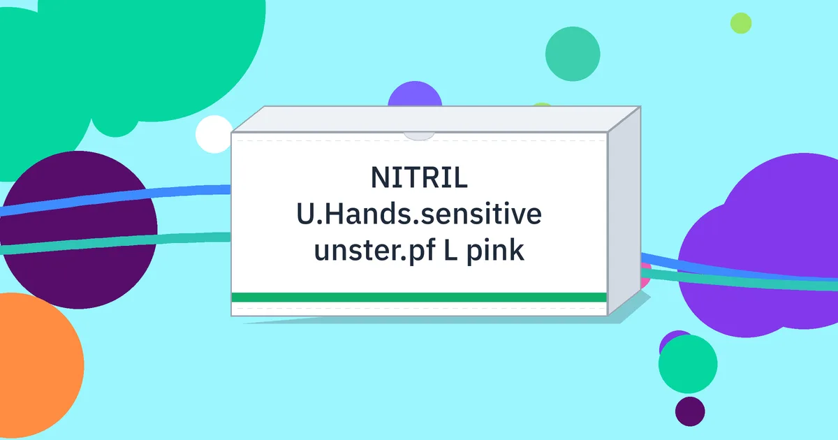 Symbolbild: Packung mit der Aufschrift NITRIL U.Hands.sensitive unster.pf L pink (PZN 11307084) – Verfügbarkeit und Bezug in Apotheken in Frankfurt am Main