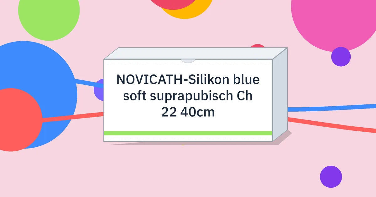Symbolbild: Packung mit der Aufschrift NOVICATH-Silikon blue soft suprapubisch Ch 22 40cm (PZN 19826211) – Verfügbarkeit und Bezug in Apotheken in Frankfurt am Main