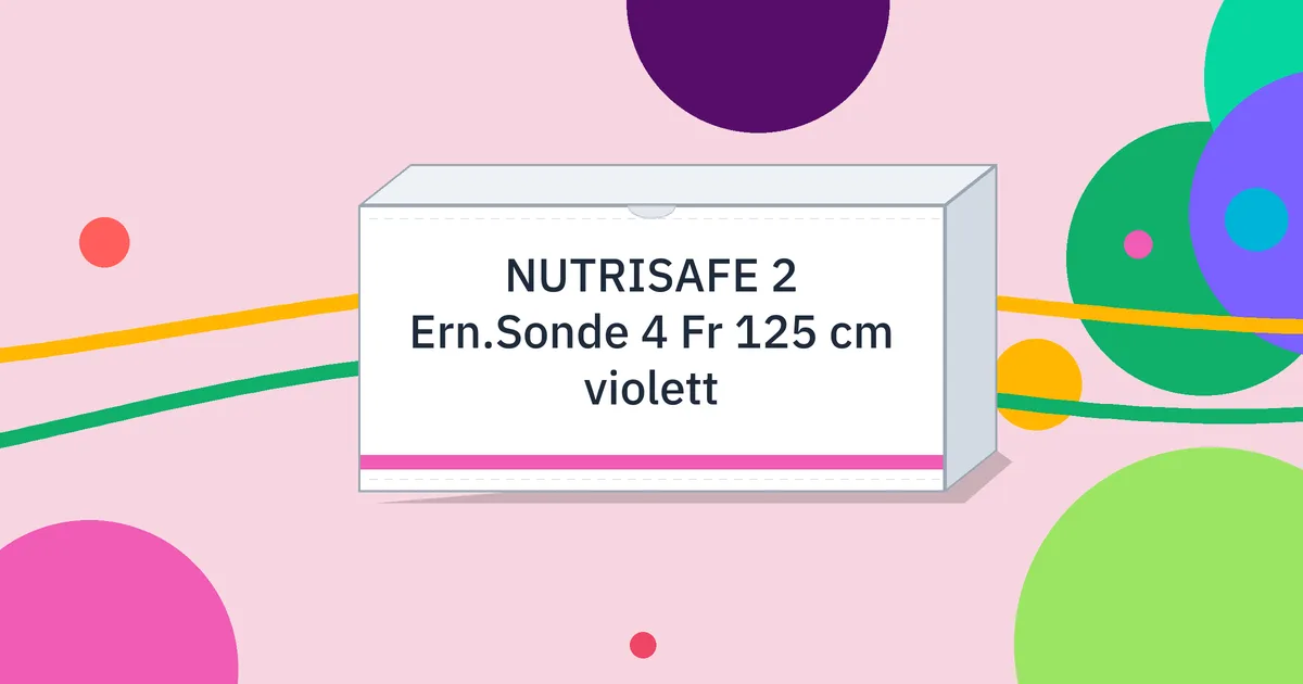 Symbolbild: Packung mit der Aufschrift NUTRISAFE 2 Ern.Sonde 4 Fr 125 cm violett (PZN 06847513) – Verfügbarkeit und Bezug in Apotheken in Frankfurt am Main