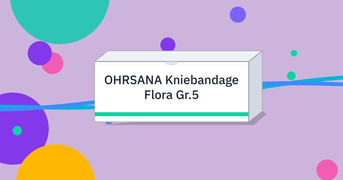 Symbolbild: Packung mit der Aufschrift OHRSANA Kniebandage Flora Gr.5 (PZN 07121250) – Verfügbarkeit und Bezug in Apotheken in Frankfurt am Main