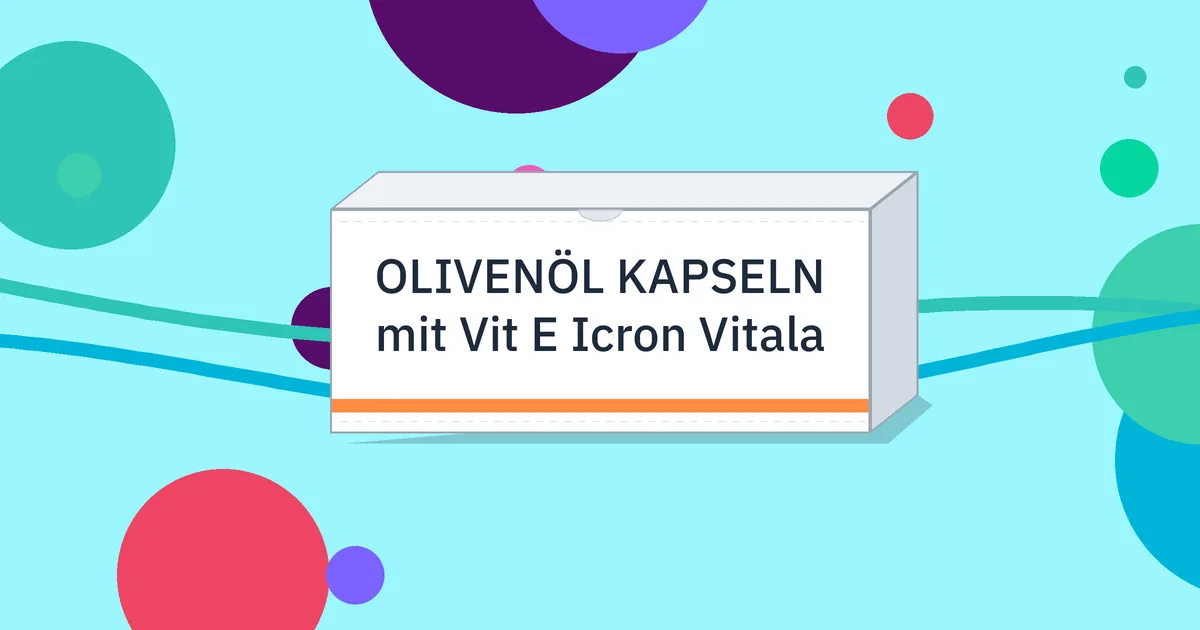 Symbolbild: Packung mit der Aufschrift OLIVENÖL KAPSELN mit Vit E Icron Vitala (PZN 01582412) – Verfügbarkeit und Bezug in Apotheken in Frankfurt am Main