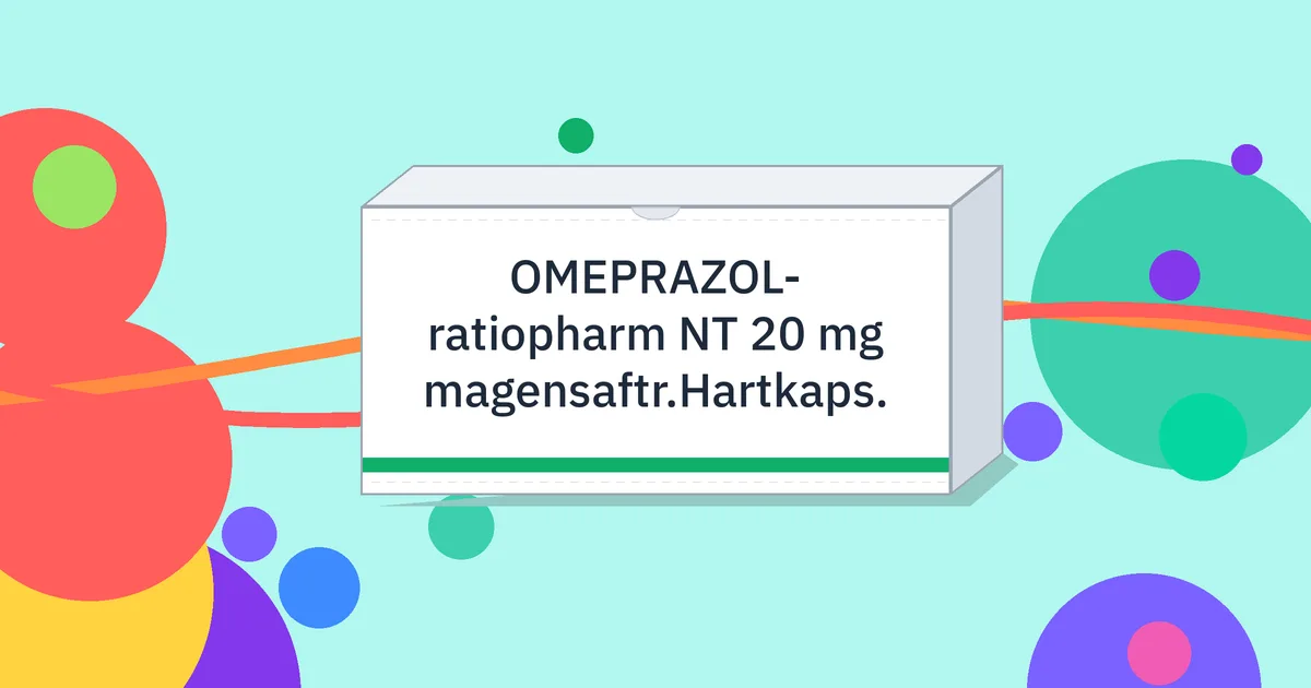 Symbolbild: Packung mit der Aufschrift OMEPRAZOL-ratiopharm NT 20 mg magensaftr.Hartkaps. (PZN 00913870) – Verfügbarkeit und Bezug in Apotheken in Frankfurt am Main
