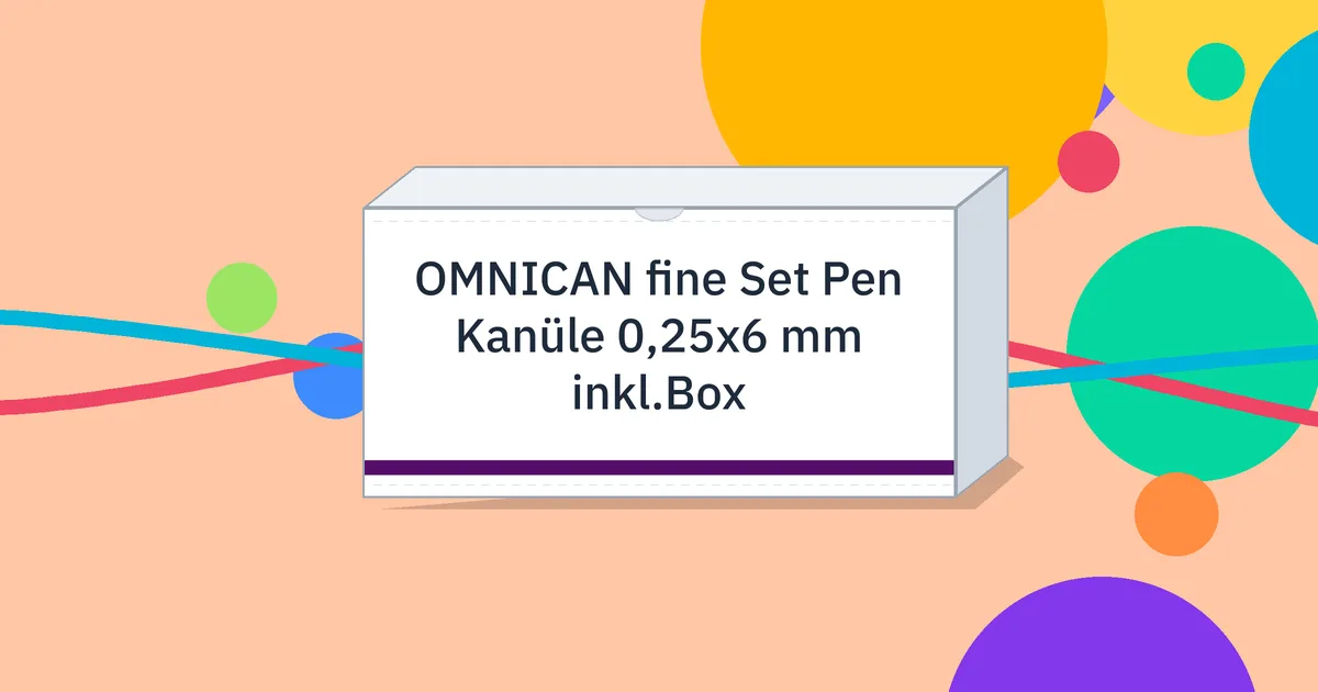 Symbolbild: Packung mit der Aufschrift OMNICAN fine Set Pen Kanüle 0,25x6 mm inkl.Box (PZN 13707184) – Verfügbarkeit und Bezug in Apotheken in Frankfurt am Main
