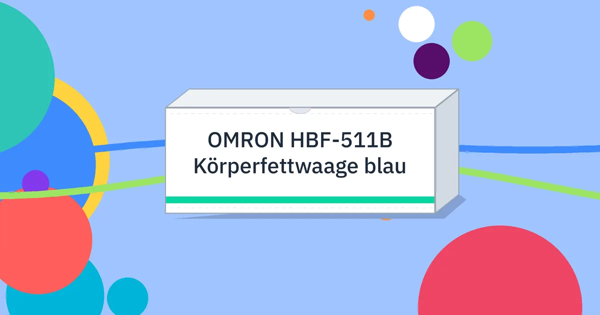 Symbolbild: Packung mit der Aufschrift OMRON HBF-511B Körperfettwaage blau (PZN 07280474) – Verfügbarkeit und Bezug in Apotheken in Frankfurt am Main