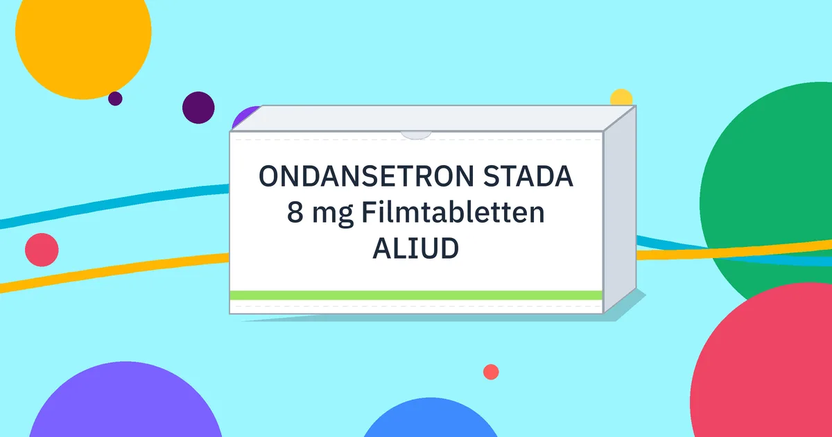 Symbolbild: Packung mit der Aufschrift ONDANSETRON STADA 8 mg Filmtabletten ALIUD (PZN 10838460) – Verfügbarkeit und Bezug in Apotheken in Frankfurt am Main