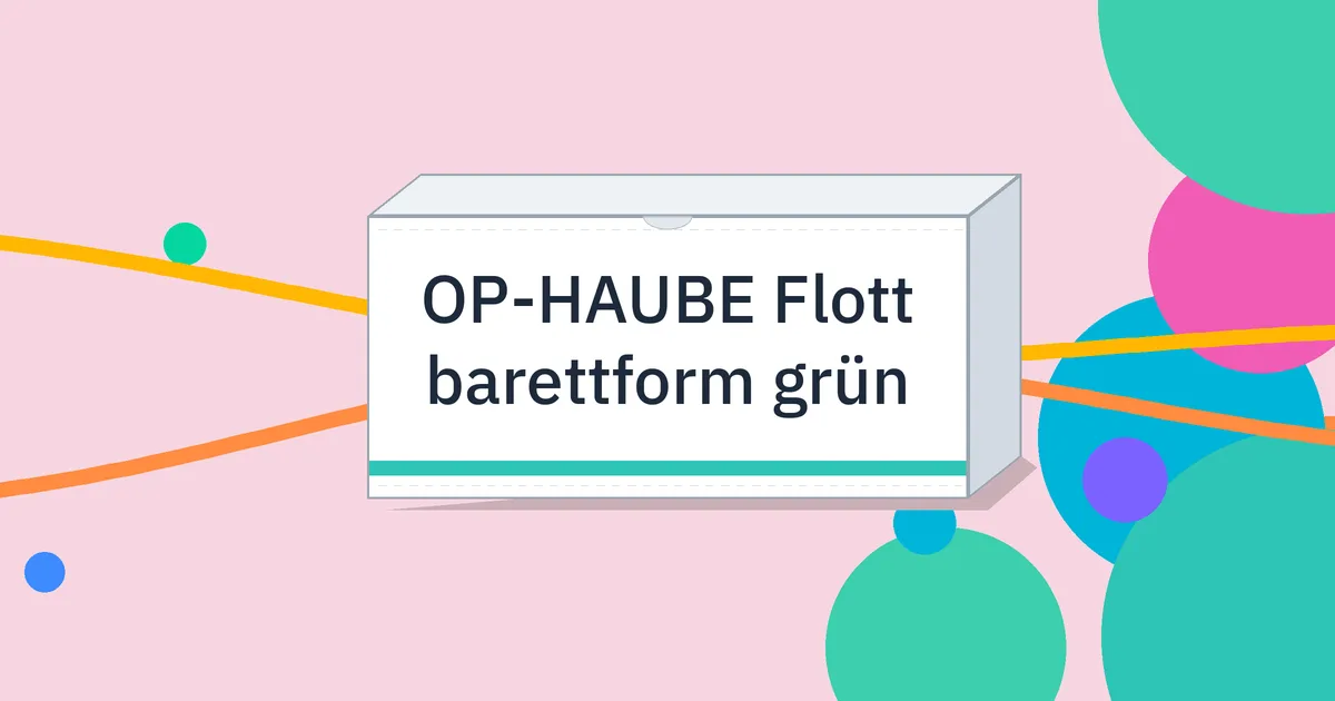 Symbolbild: Packung mit der Aufschrift OP-HAUBE Flott barettform grün (PZN 04703135) – Verfügbarkeit und Bezug in Apotheken in Frankfurt am Main