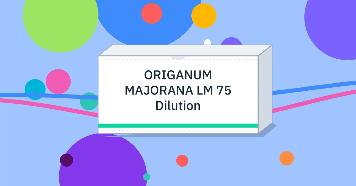 Symbolbild: Packung mit der Aufschrift ORIGANUM MAJORANA LM 75 Dilution (PZN 12972866) – Verfügbarkeit und Bezug in Apotheken in Frankfurt am Main