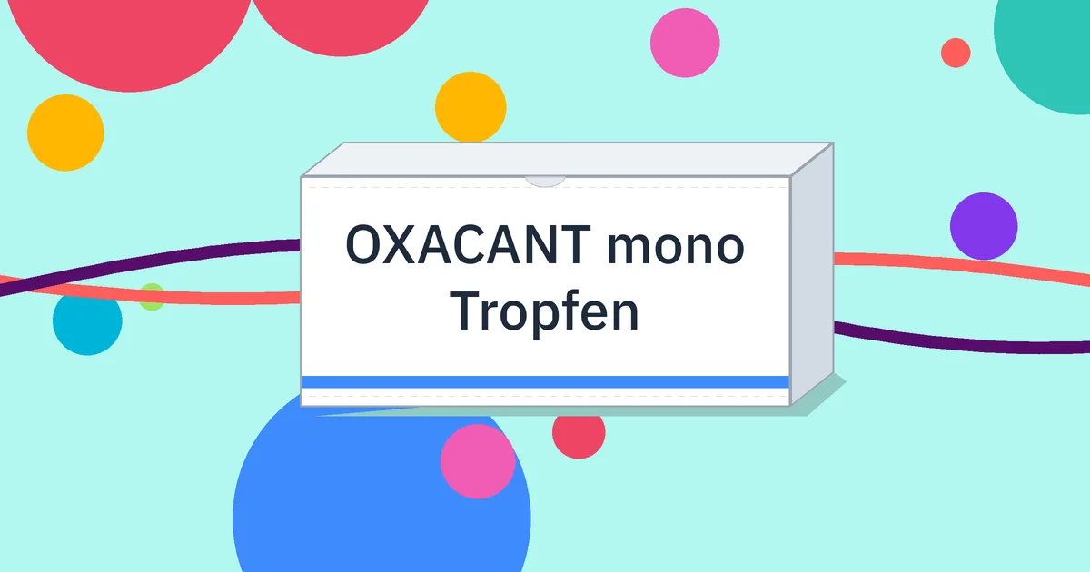 Symbolbild: Packung mit der Aufschrift OXACANT mono Tropfen (PZN 07264274) – Verfügbarkeit und Bezug in Apotheken in Frankfurt am Main