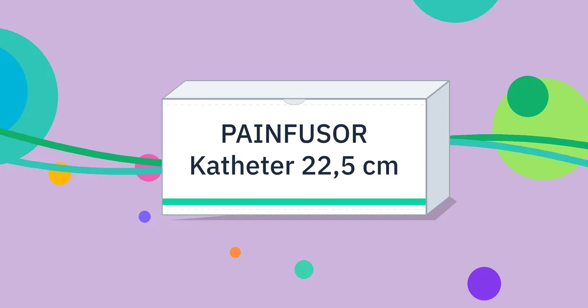 Symbolbild: Packung mit der Aufschrift PAINFUSOR Katheter 22,5 cm (PZN 09680048) – Verfügbarkeit und Bezug in Apotheken in Frankfurt am Main