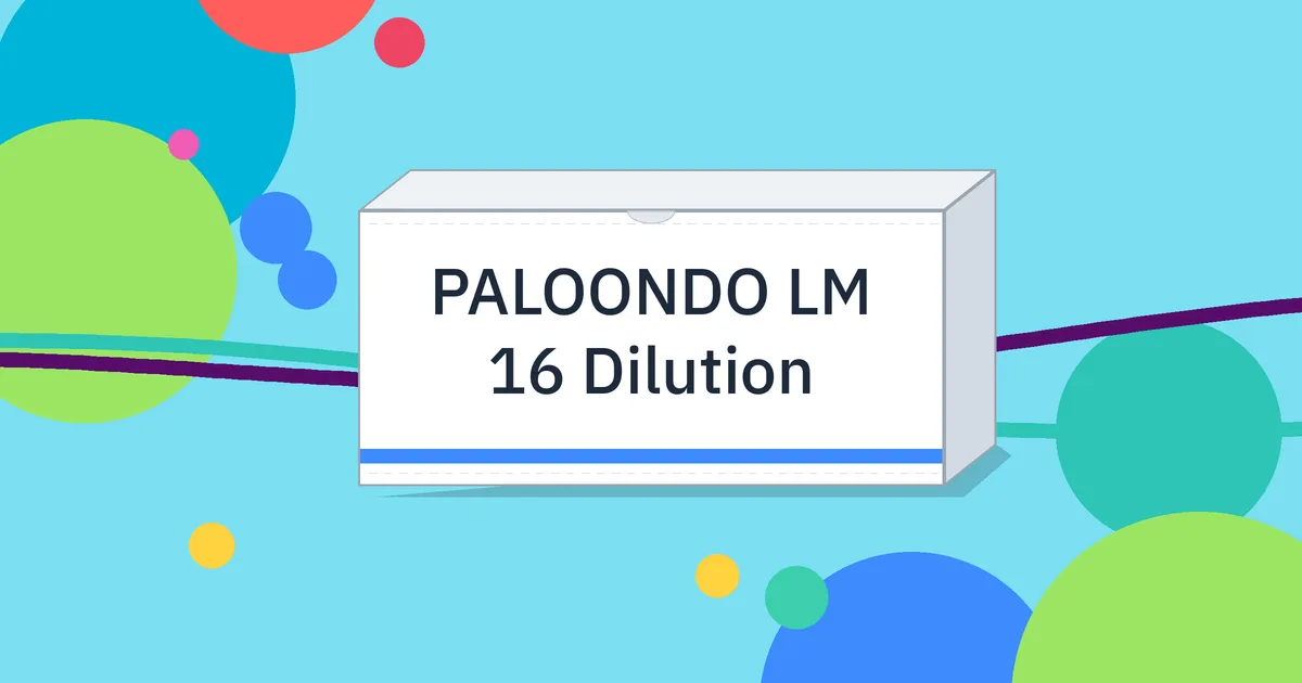 Symbolbild: Packung mit der Aufschrift PALOONDO LM 16 Dilution (PZN 13630398) – Verfügbarkeit und Bezug in Apotheken in Frankfurt am Main