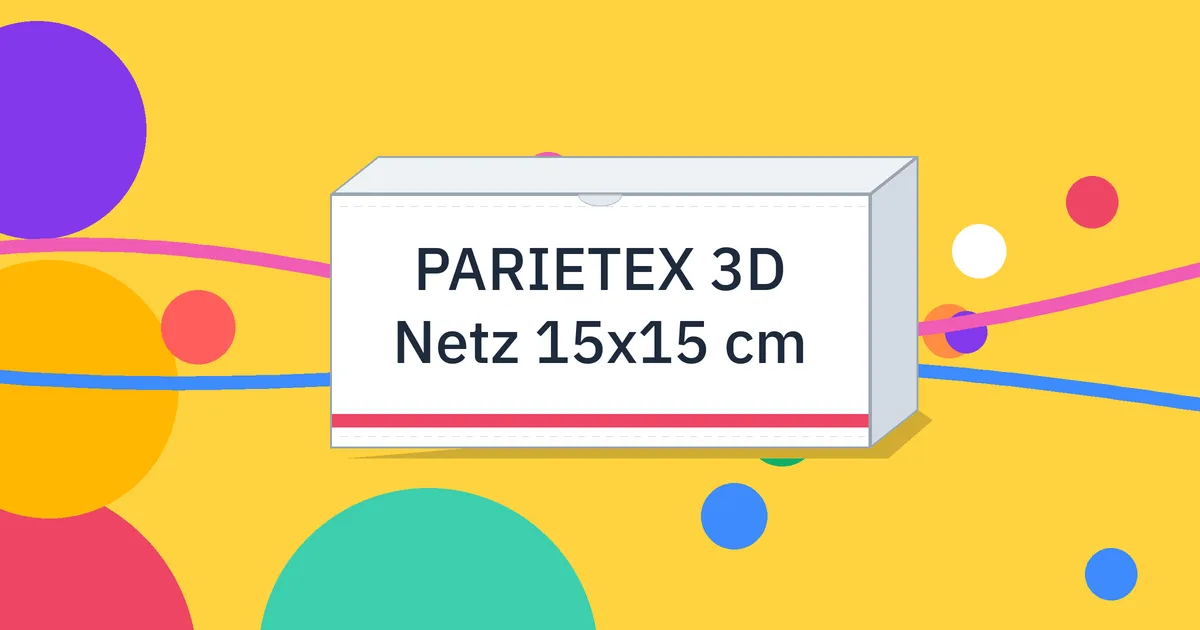 Symbolbild: Packung mit der Aufschrift PARIETEX 3D Netz 15x15 cm (PZN 00194760) – Verfügbarkeit und Bezug in Apotheken in Frankfurt am Main