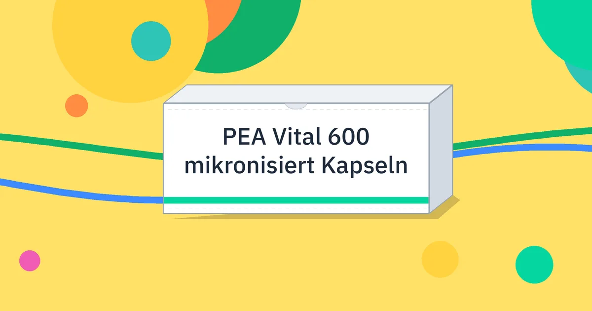 Symbolbild: Packung mit der Aufschrift PEA Vital 600 mikronisiert Kapseln (PZN 20366795) – Verfügbarkeit und Bezug in Apotheken in Frankfurt am Main