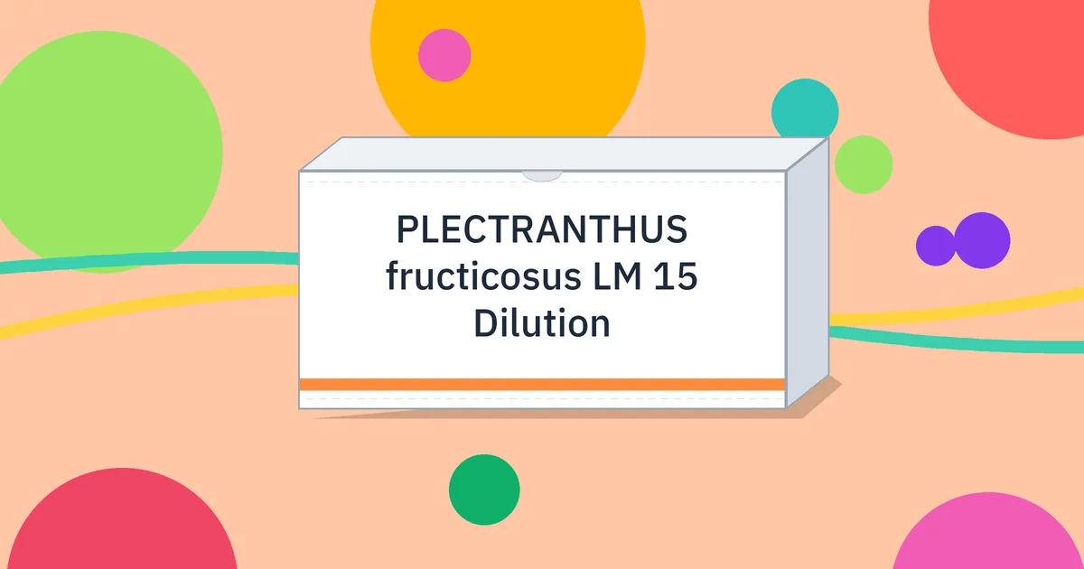 Symbolbild: Packung mit der Aufschrift PLECTRANTHUS fructicosus LM 15 Dilution (PZN 13648547) – Verfügbarkeit und Bezug in Apotheken in Frankfurt am Main