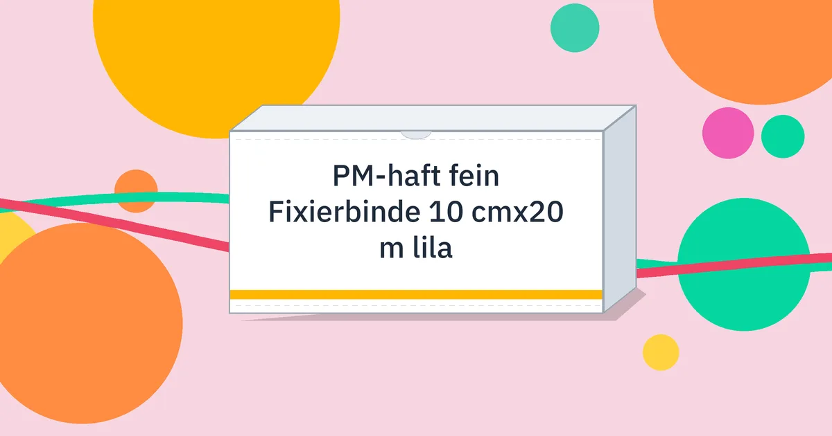 Symbolbild: Packung mit der Aufschrift PM-haft fein Fixierbinde 10 cmx20 m lila (PZN 18846329) – Verfügbarkeit und Bezug in Apotheken in Frankfurt am Main