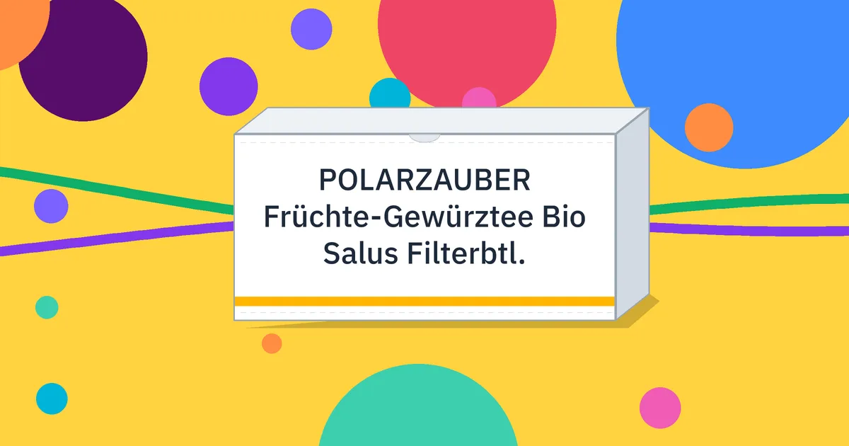 Symbolbild: Packung mit der Aufschrift POLARZAUBER Früchte-Gewürztee Bio Salus Filterbtl. (PZN 20103185) – Verfügbarkeit und Bezug in Apotheken in Frankfurt am Main