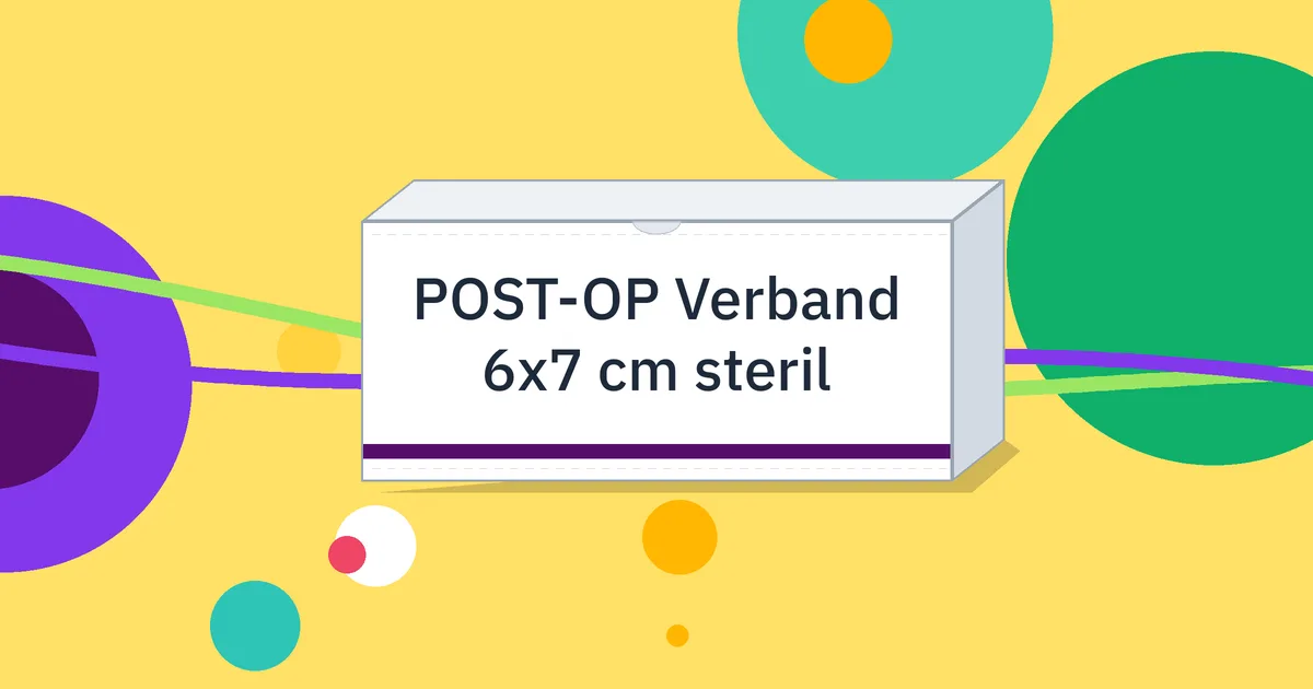 Symbolbild: Packung mit der Aufschrift POST-OP Verband 6x7 cm steril (PZN 17562245) – Verfügbarkeit und Bezug in Apotheken in Frankfurt am Main