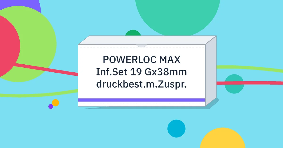 Symbolbild: Packung mit der Aufschrift POWERLOC MAX Inf.Set 19 Gx38mm druckbest.m.Zuspr. (PZN 19129156) – Verfügbarkeit und Bezug in Apotheken in Frankfurt am Main