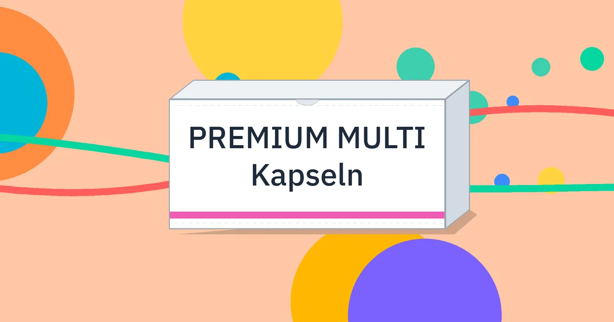 Symbolbild: Packung mit der Aufschrift PREMIUM MULTI Kapseln (PZN 20858009) – Verfügbarkeit und Bezug in Apotheken in Frankfurt am Main
