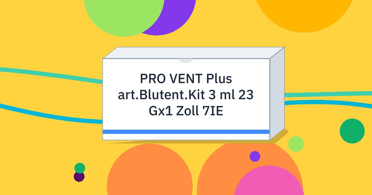 Symbolbild: Packung mit der Aufschrift PRO VENT Plus art.Blutent.Kit 3 ml 23 Gx1 Zoll 7IE (PZN 09218315) – Verfügbarkeit und Bezug in Apotheken in Frankfurt am Main