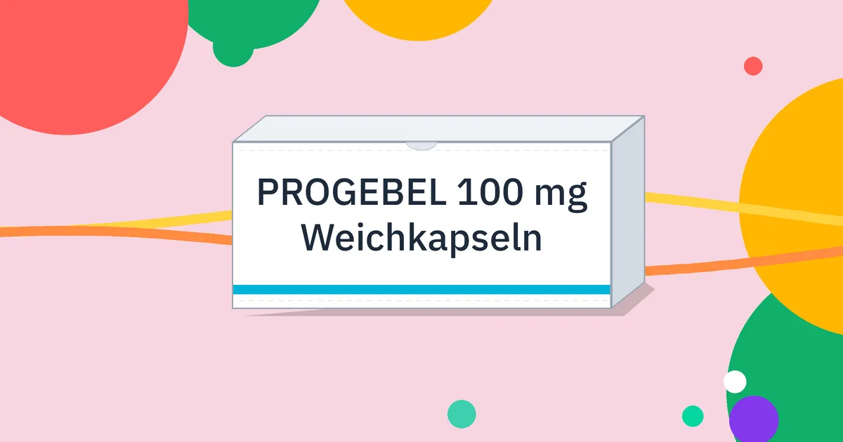 Symbolbild: Packung mit der Aufschrift PROGEBEL 100 mg Weichkapseln (PZN 18380486) – Verfügbarkeit und Bezug in Apotheken in Frankfurt am Main