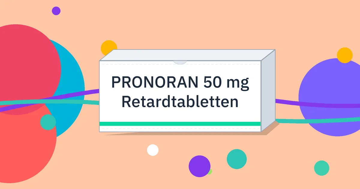 Symbolbild: Packung mit der Aufschrift PRONORAN 50 mg Retardtabletten (PZN 17185682) – Verfügbarkeit und Bezug in Apotheken in Frankfurt am Main